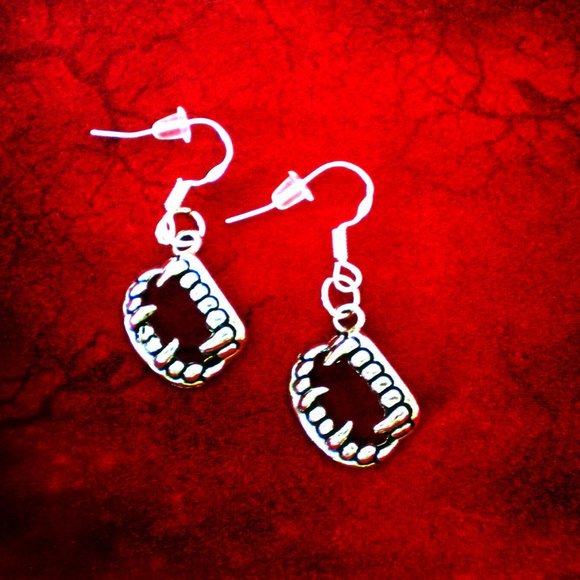 Jewelry | New Vampire Teeth Silvertone Earrings | Poshmark